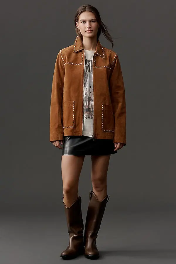Blanknyc Real Suede Studded Jacket