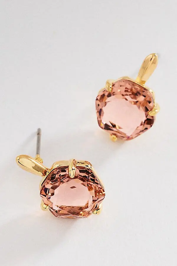 Anthropologie Hexagon Stone Stud Earrings - Blush