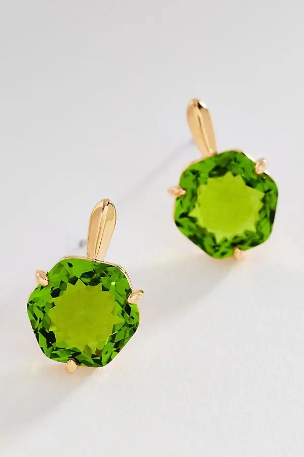 Anthropologie Hexagon Stone Stud Earrings - Lime