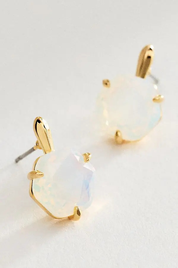 Anthropologie Hexagon Stone Stud Earrings - Opal