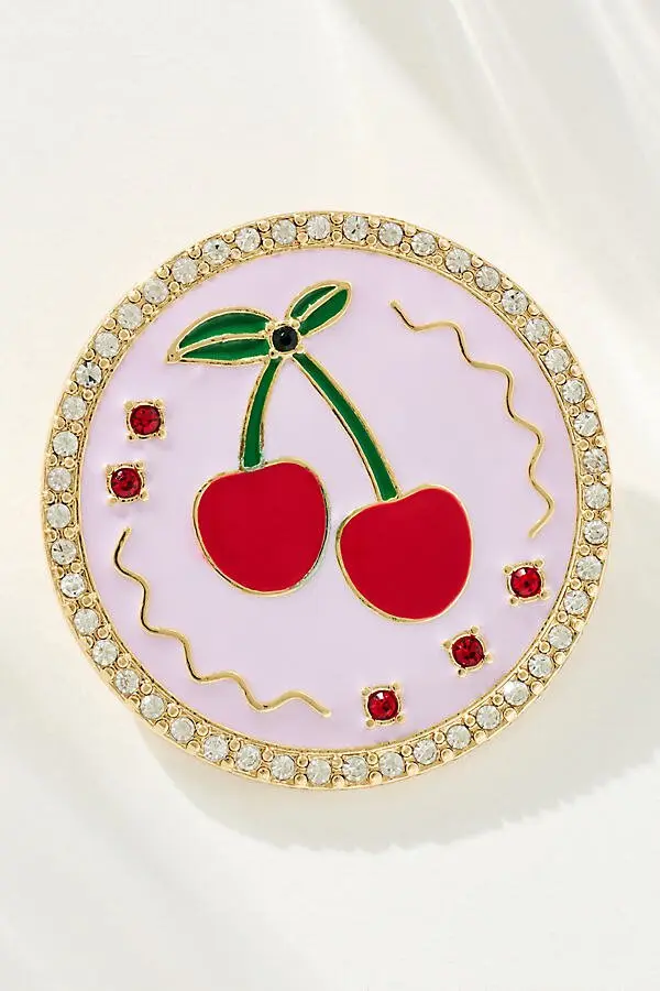 Anthropologie Enamel Icon Brooch - Cherries