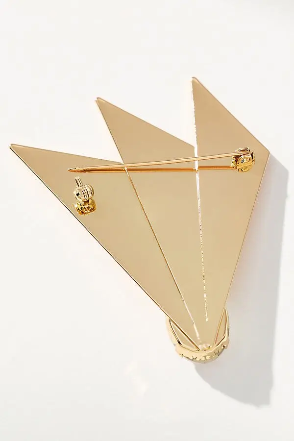Anthropologie Angular Crystal Brooch - Gold