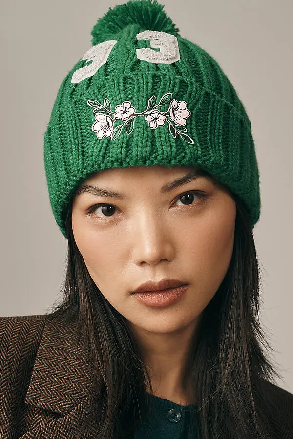 THE WILD COLLECTIVE Floral Beanie - Green