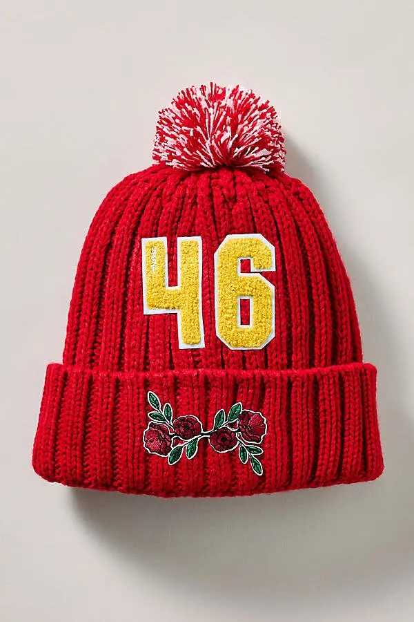 THE WILD COLLECTIVE Floral Beanie - Red/gold