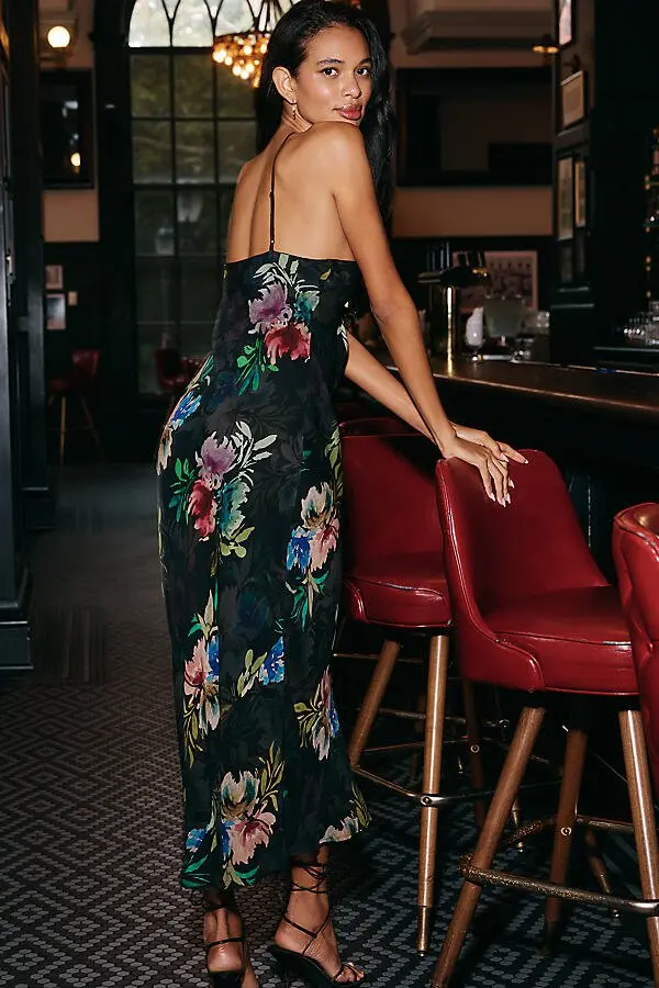 Anthropologie Hardware Halter Scarf Slip Maxi Dress In Black Multi Floral -  61% Off | Editorialist