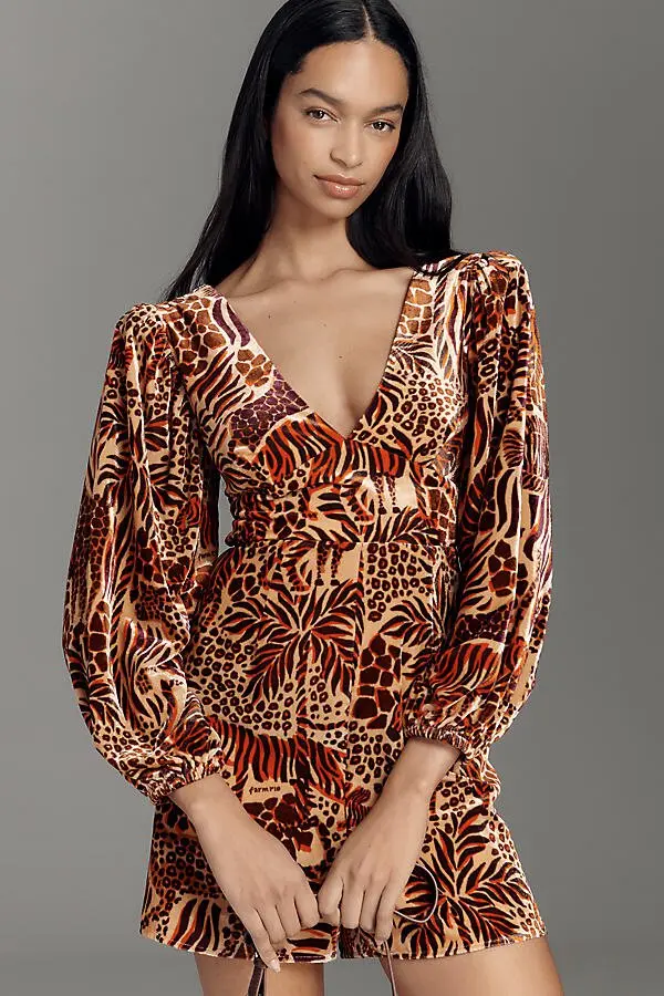 Farm Rio Printed Long-sleeve Romper - Safari Sand
