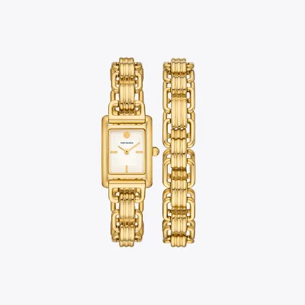 Tory Burch Small Eleanor Double Wrap Watch - Ivory/gold