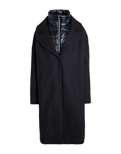 Herno Camel Coat In Virgin Wool And Polyamide - Navy
