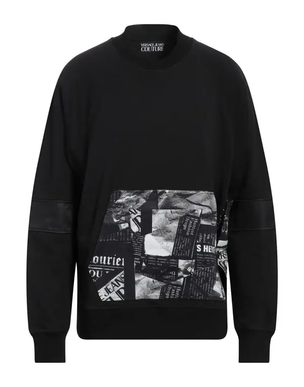 Versace Cotton Blend Crewneck Sweatshirt With Graphic Print Pocket
