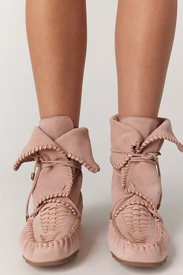Free People Misty Moccasin Boots - Pearl Blush