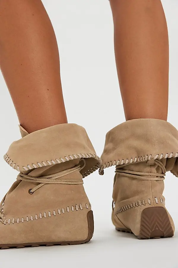 Free People Misty Moccasin Boots - Sunstone Sand Suede