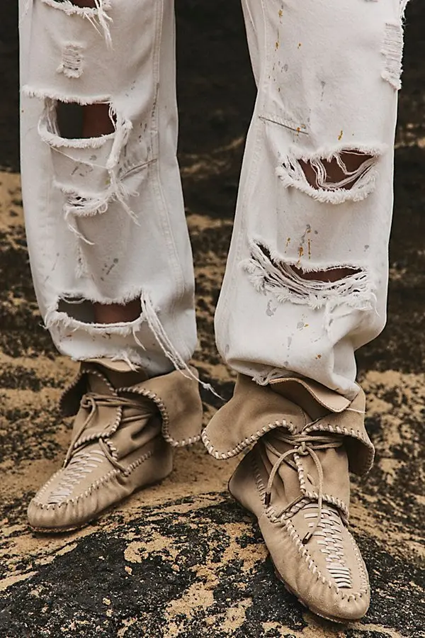 Free People Misty Moccasin Boots - Sunstone Sand Suede