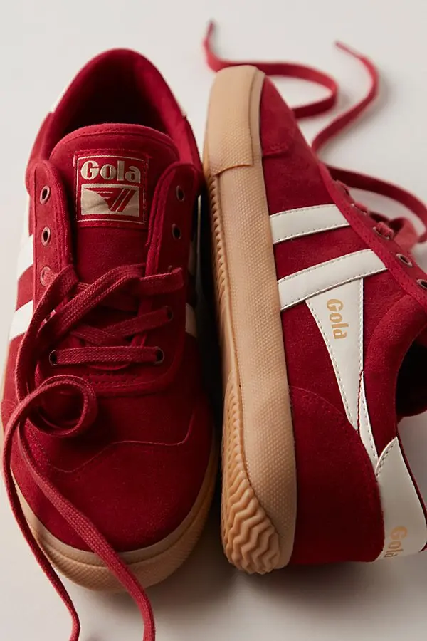 Gola Badminton Suede Sneakers - Deep Red/off White/gum