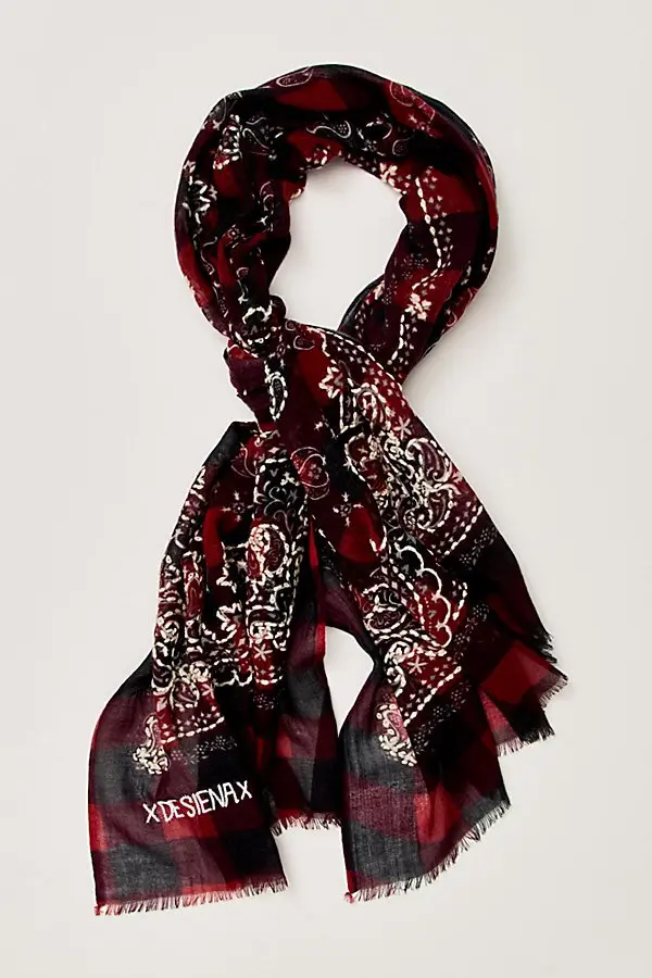 Free People De Sienna Gingham Scarf - Red