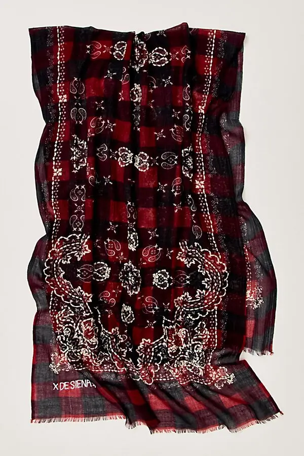 Free People De Sienna Gingham Scarf - Red