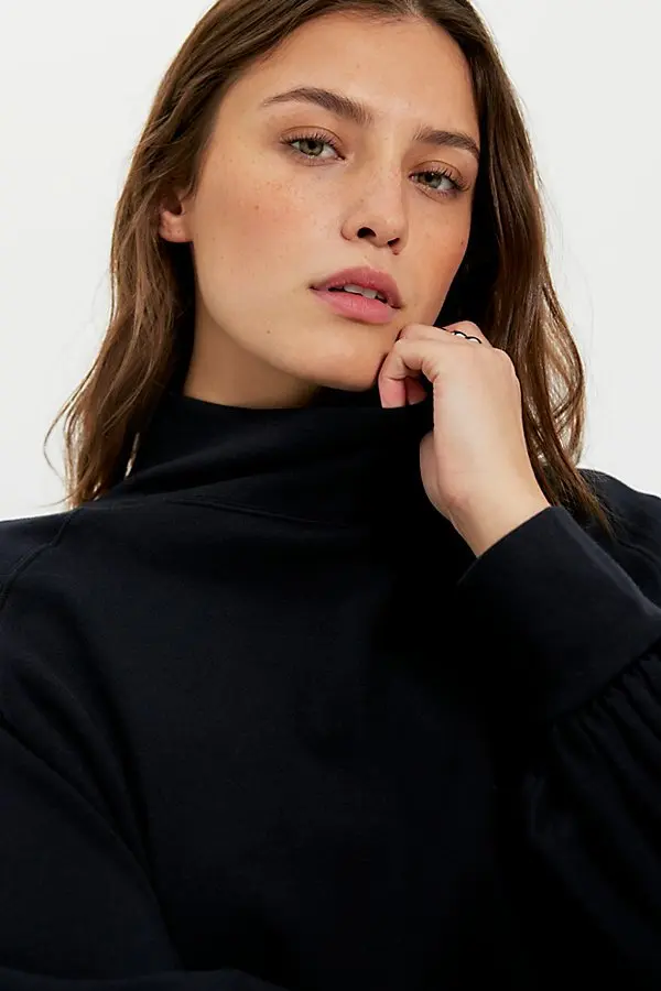 Free People We The Free Fall Breeze Turtleneck Top - Black