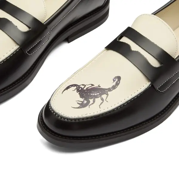 DUKE + DEXTER Wilde Scorpion Penny Loafer - Black/white