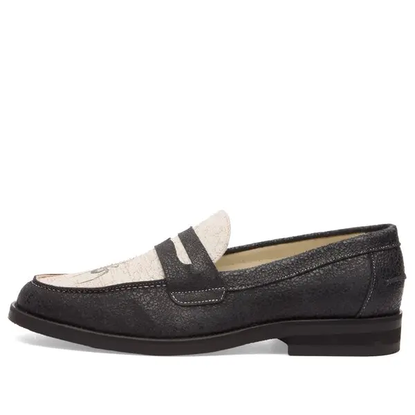 DUKE + DEXTER Wilde Cracked Spider Penny Loafer - Black/white