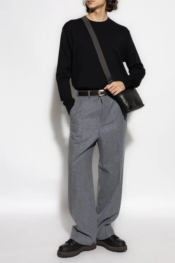 AMI Paris Wool Sweater With Logo - Black