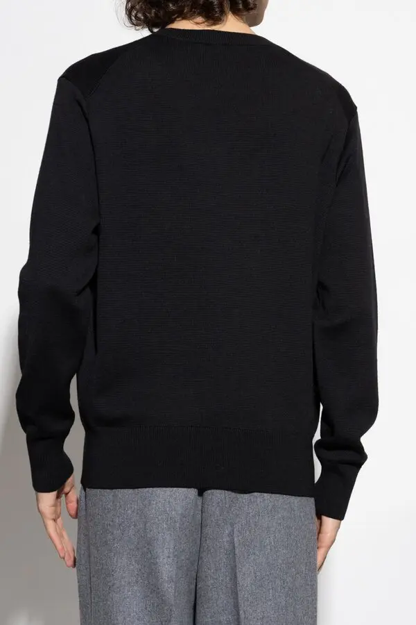 AMI Paris Wool Sweater With Logo - Black