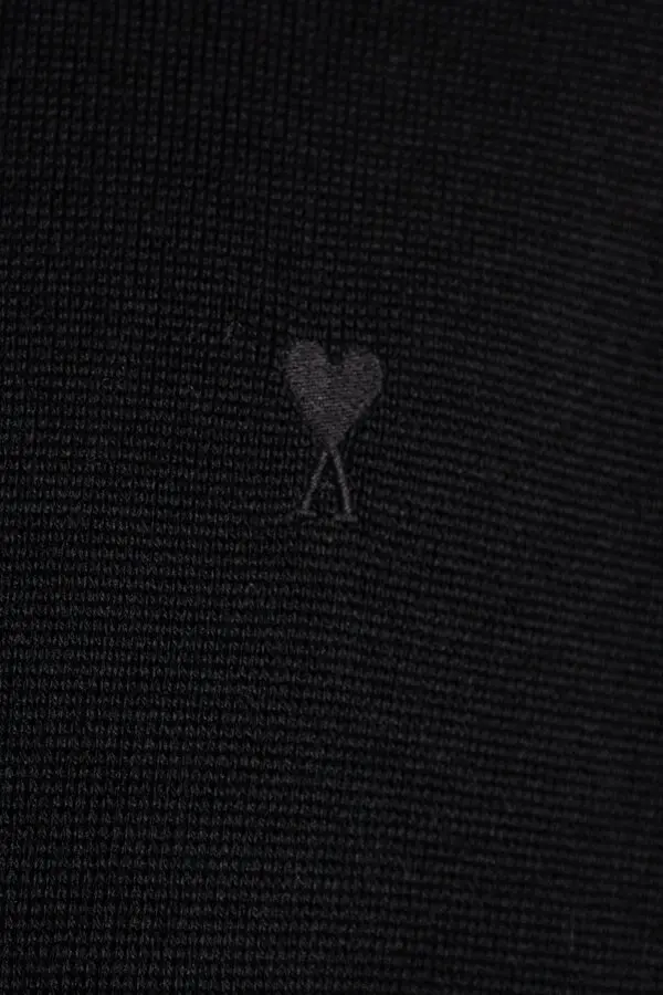 AMI Paris Wool Sweater With Logo - Black