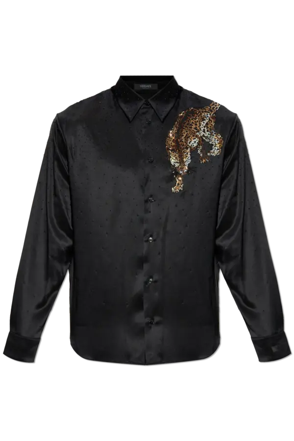 Versace Silk Shirt With Shimmering Appliqués