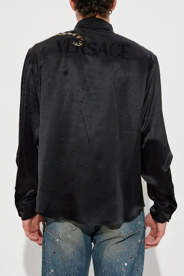 Versace Silk Shirt With Shimmering Appliqués