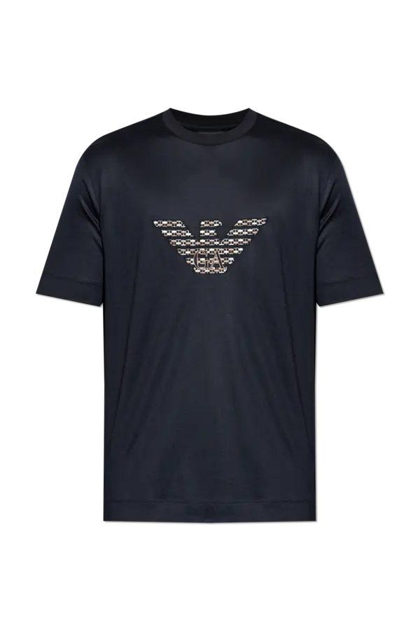 Emporio Armani T-shirt With Embroidered Logo - Black