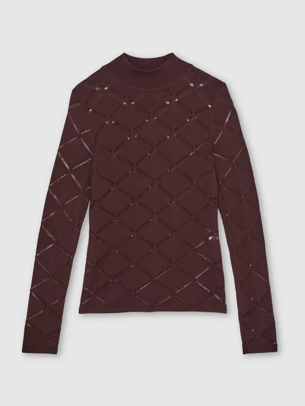 REISS Seren Laser-cut Knit Top