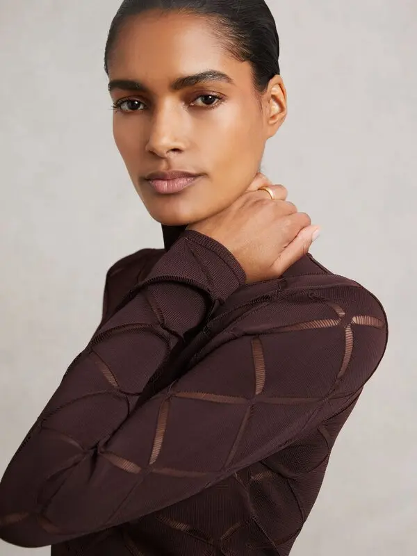 REISS Seren Laser-cut Knit Top