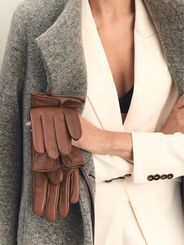 REISS Giselle Leather Gloves - Tan