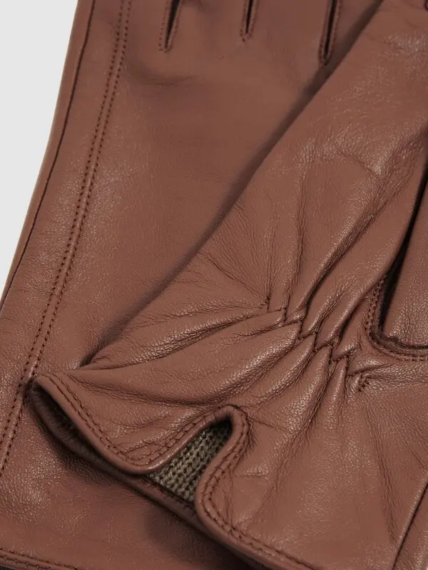 REISS Giselle Leather Gloves - Tan