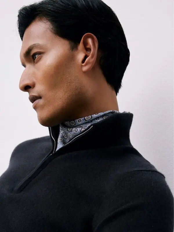 REISS 100% Cashmere Half-zip Jumper - Navy