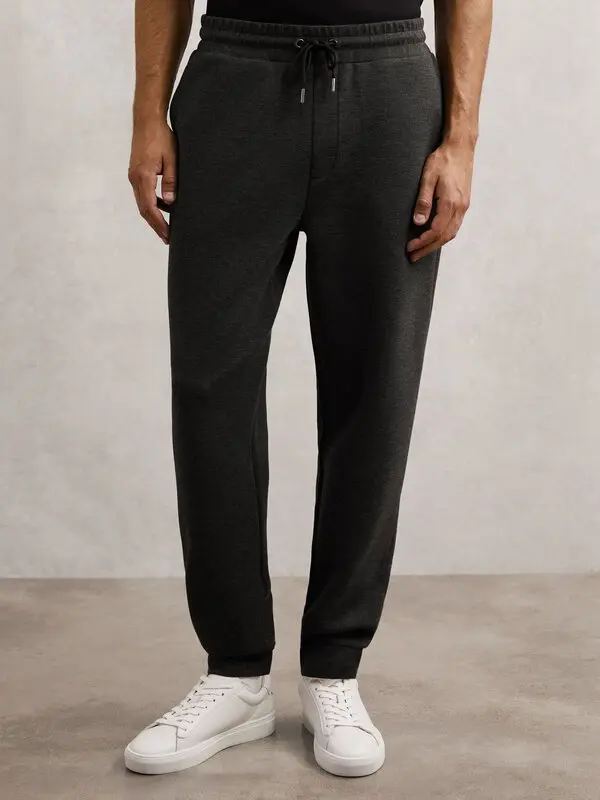 REISS Bell Jersey Drawstring Cuffed Joggers - Charcoal