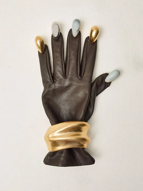 REISS Harriet Leather Gloves With Gold-tone Hardware
