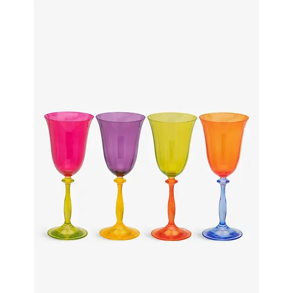 ANNA + NINA Multicoloured Wine Glass Set Of Four 21cm - Multicolor