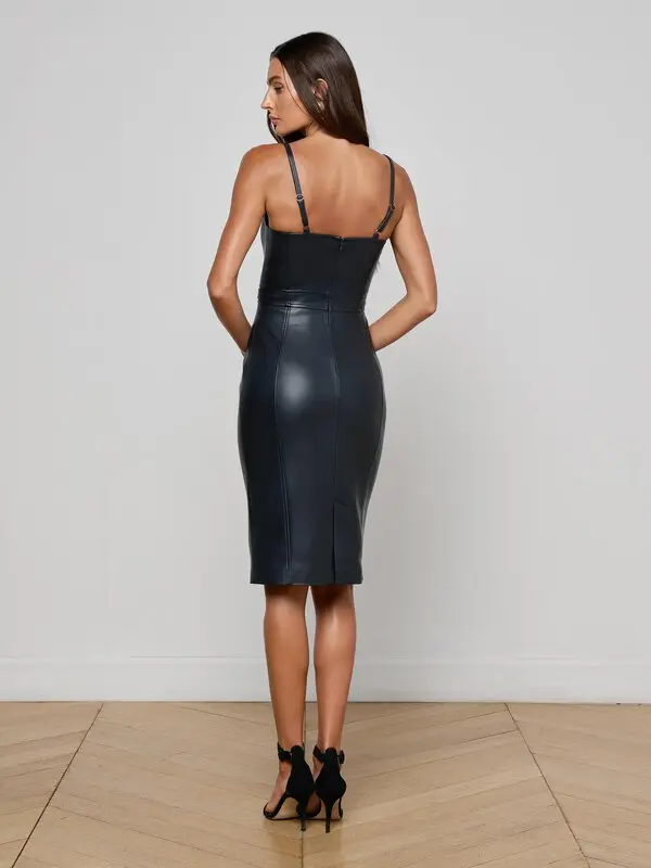 crolenda faux leather dress Bebe Women's Laux Leather Bustier Midi Dress