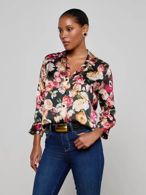 L'Agence Dani Silk Floral Blouse