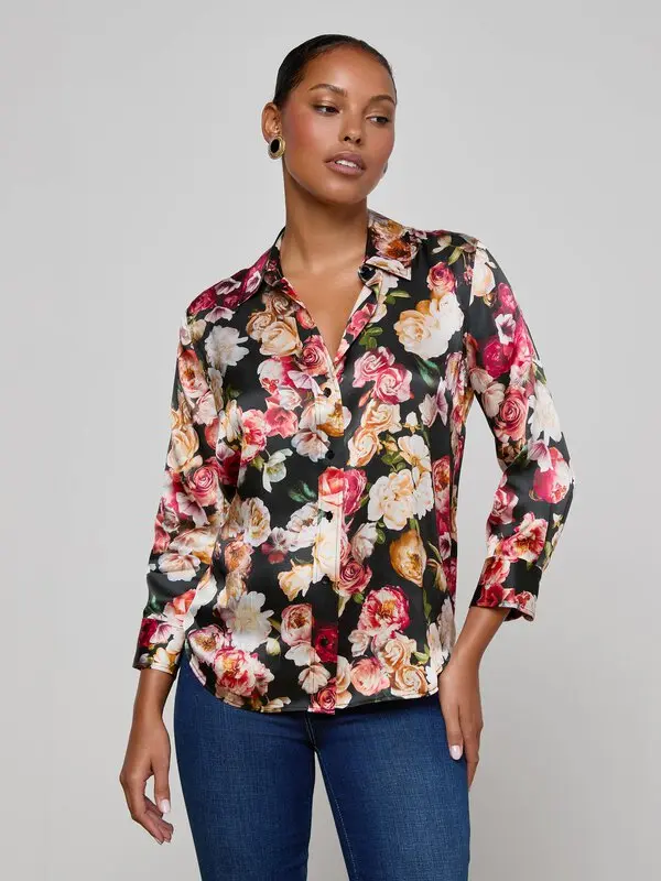 L'Agence Dani Silk Floral Blouse