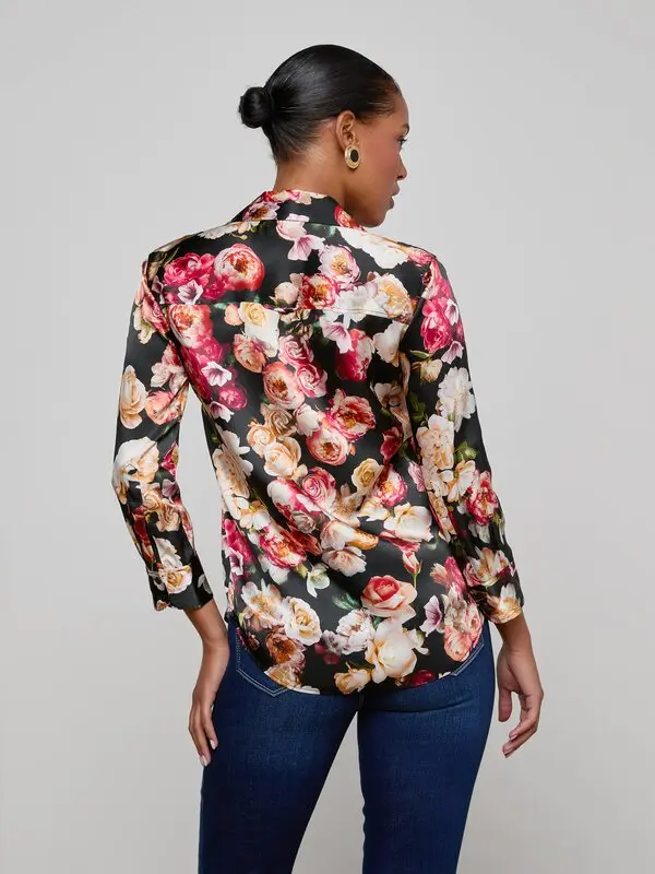 L'Agence Dani Silk Floral Blouse