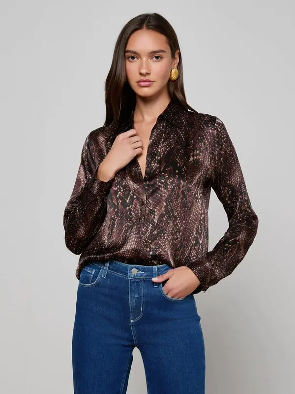L'Agence Tyler Printed Silk Blouse