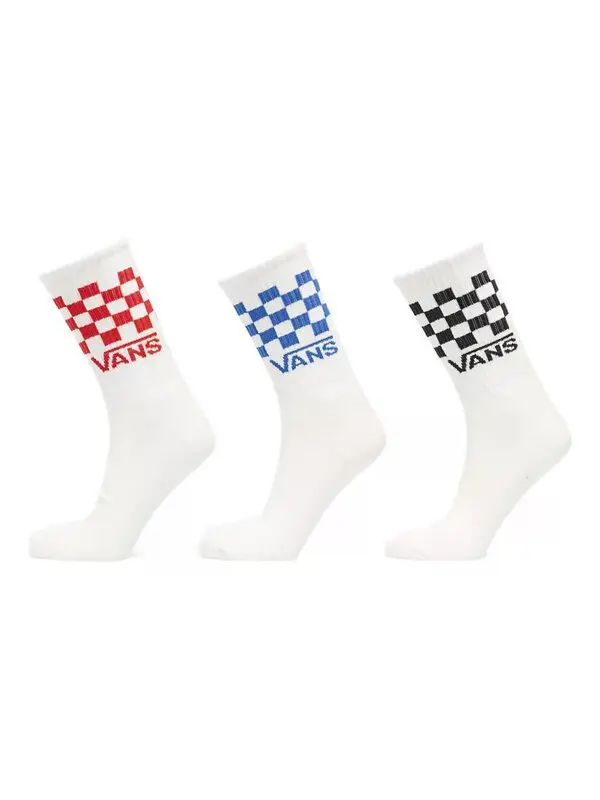 VANS Checkerboard Logo Crew Socks Pack Of Three - White
