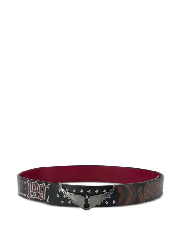 Zadig&Voltaire Wings Printed Belt - Black
