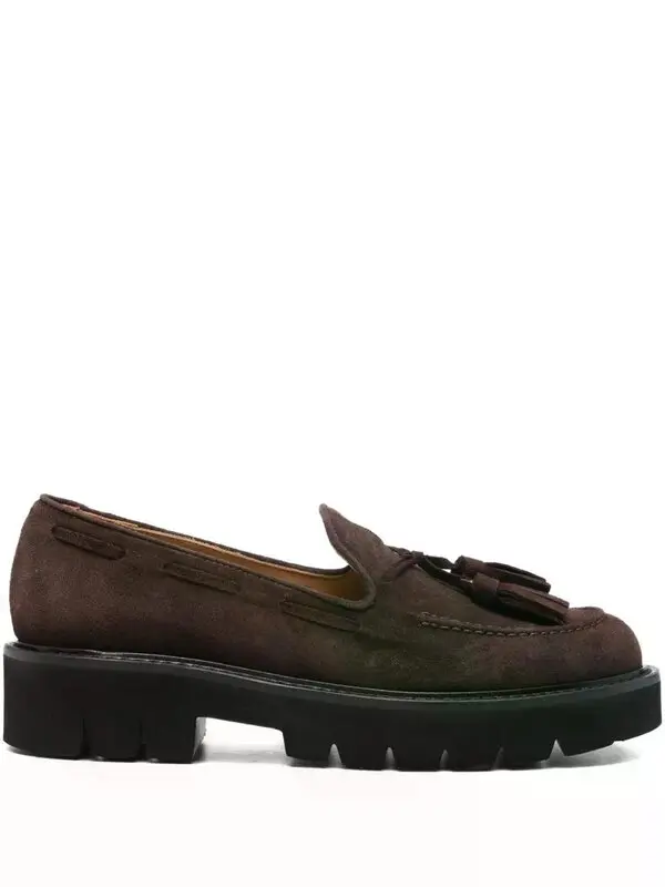 ANNA F. Tassel Leather Loafers - Brown