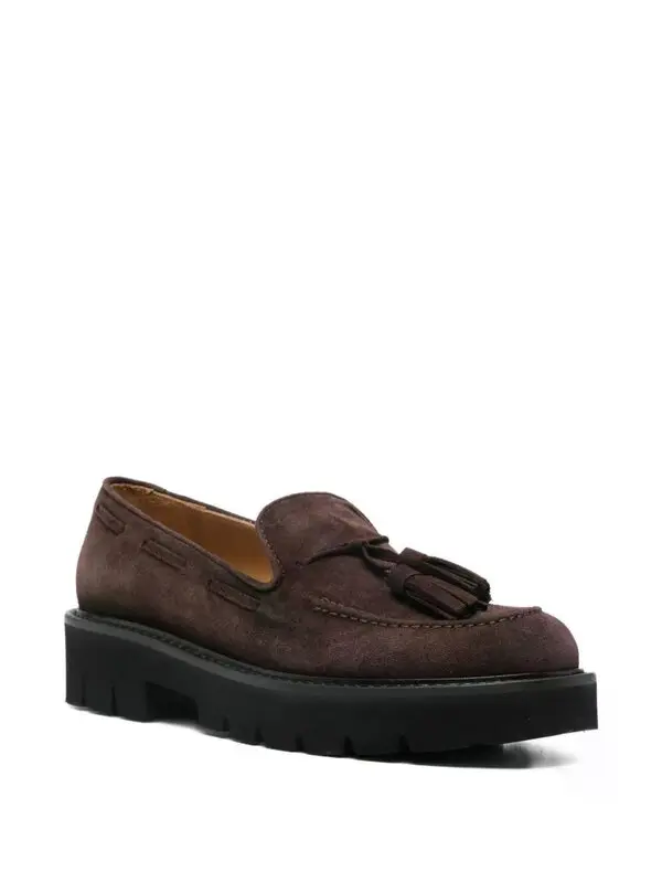 ANNA F. Tassel Leather Loafers - Brown
