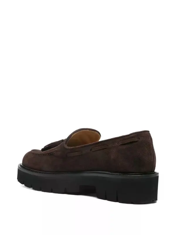 ANNA F. Tassel Leather Loafers - Brown
