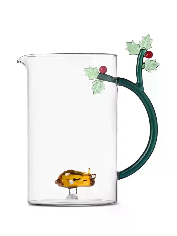 ICHENDORF MILANO Woodland Tales Holly-handle Glass Pitcher - White