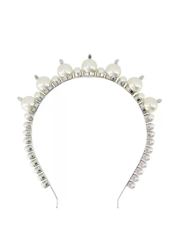 Simone Rocha Crystal And Faux Pearl Embellished Hairband - Silver