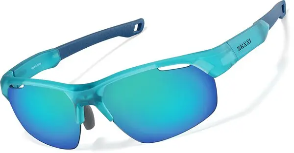Zenni Wrap-around Half-rim Sunglasses - Blue