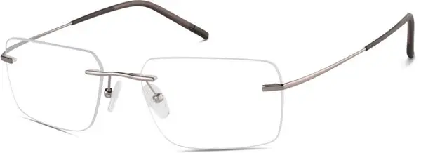 Zenni Rectangle Titanium Rimless Eyeglasses - Brown